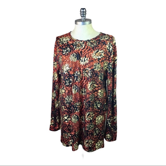 Blair | Tops | Vintage Metallic Orange Dress Long Top Tunic | Poshmark